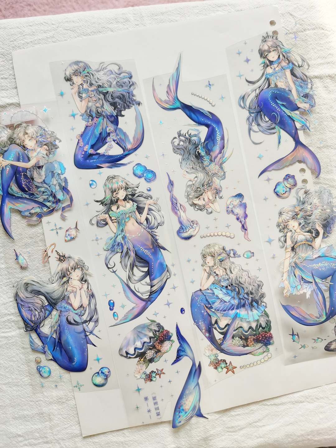 Mermaid Girl PET Tape, Clear Tape, Kawaii Stickers, Junk Journal Kit ...