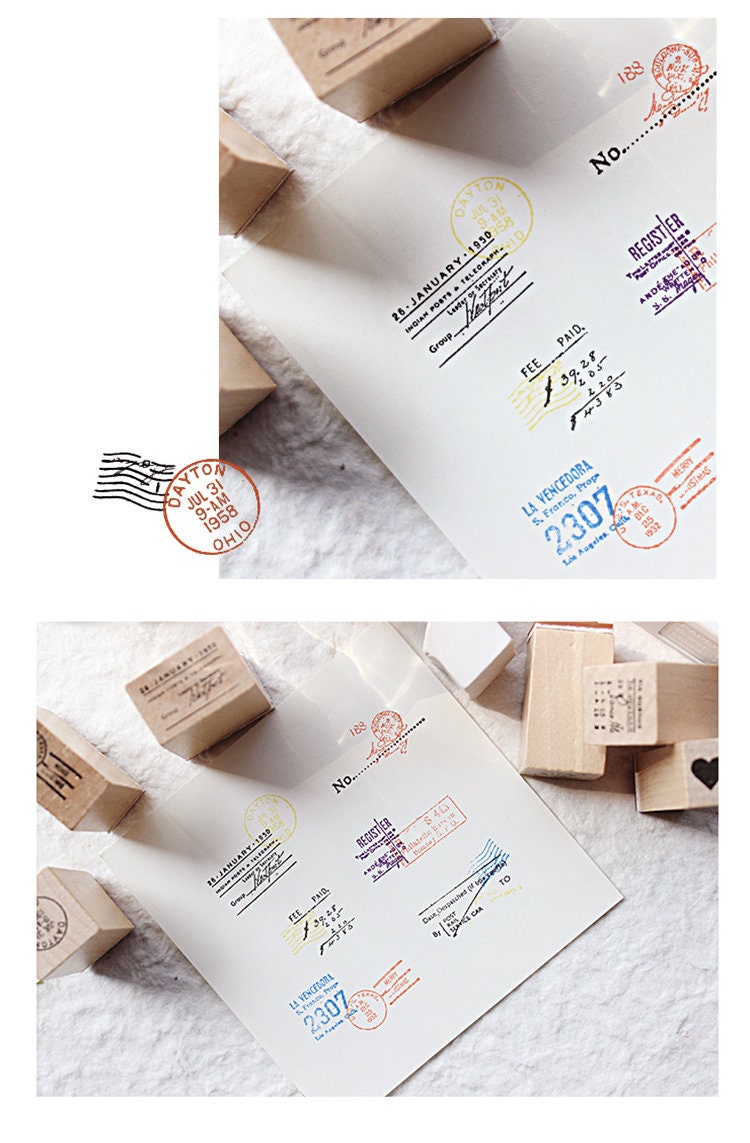 Postage Rubber Stamp Set Postmark Mini Wood Stamps Rubber - Etsy