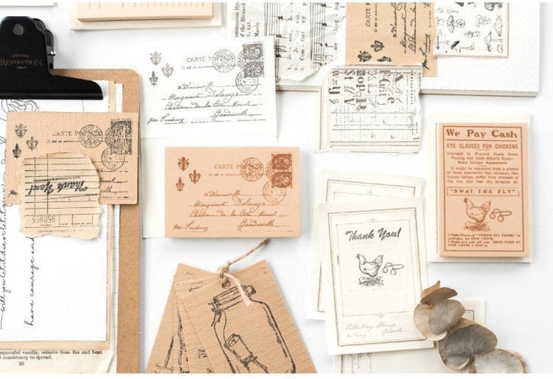 Rubber stamps Vintage stamps rubber stamp setBig size | Etsy