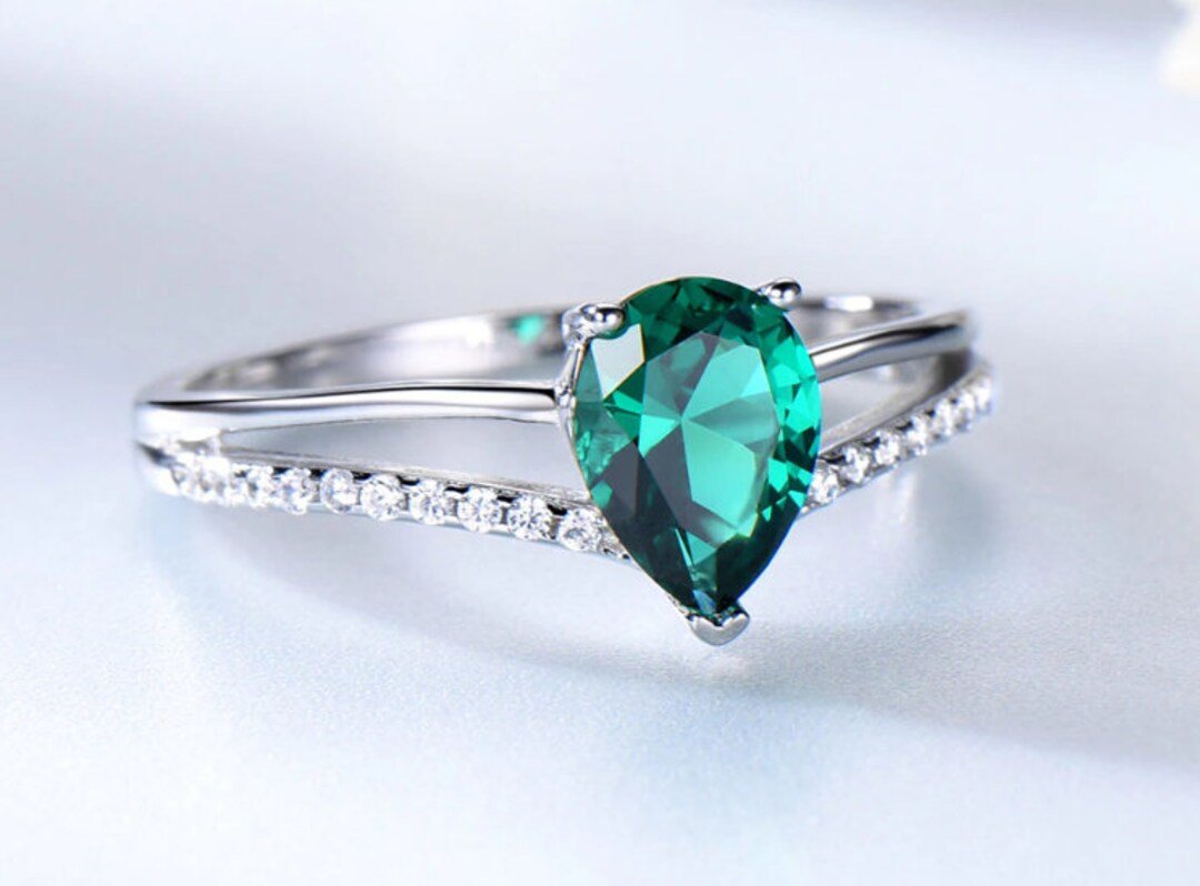 Lab Emerald Ring 925 Sterling Silver Ringemerald Engagement - Etsy