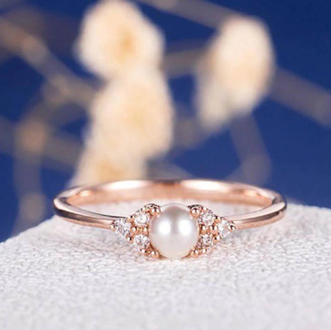 Pearl Rose Gold Plating Ring925 Sterling Silver Ringrose - Etsy