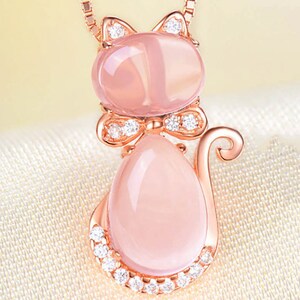 Beautiful Cat Rose Quartz Pendent925 Jewelrystone - Etsy