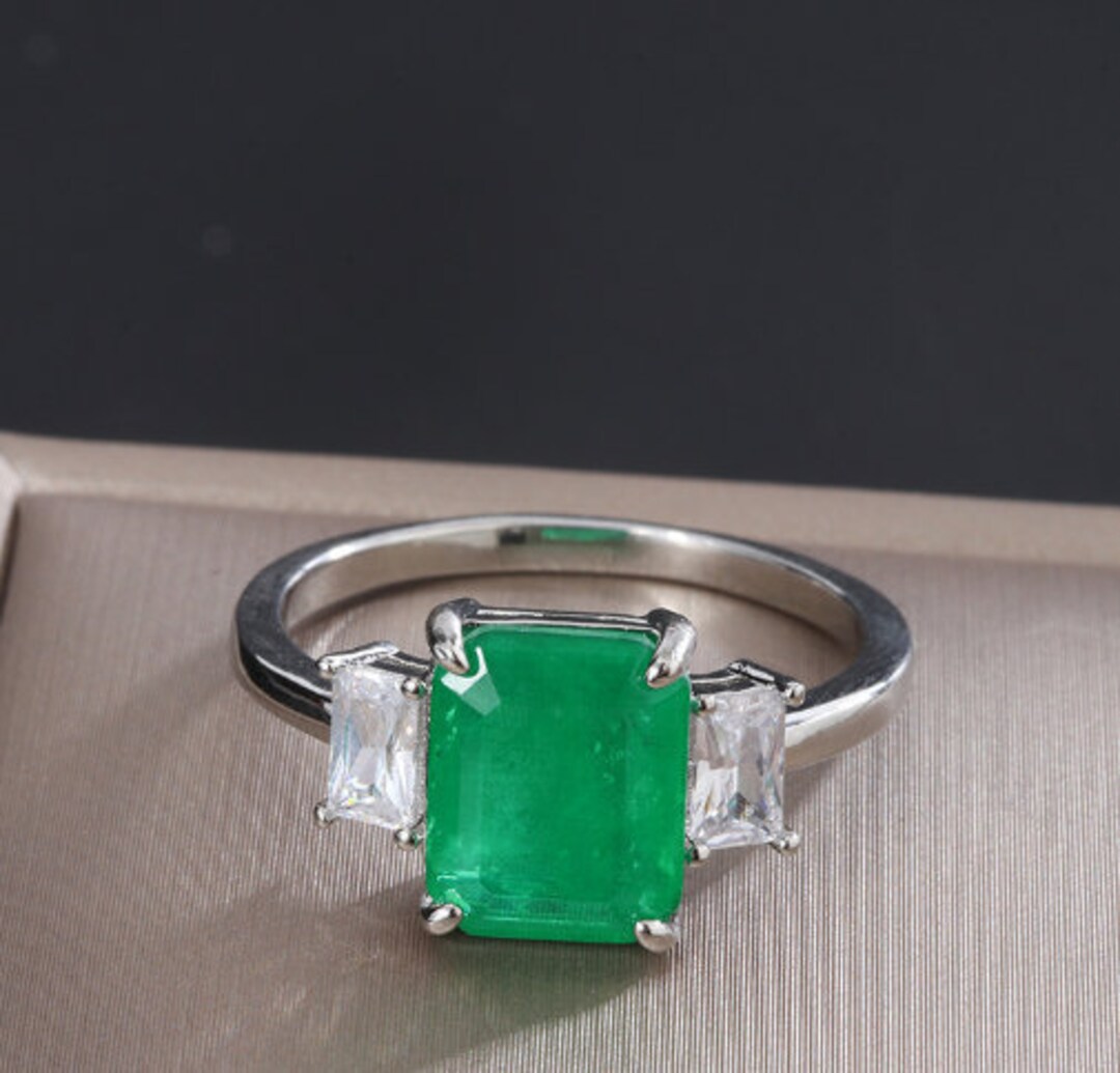 810mm Rectangle Emerald Ring925 Silver Ringemerald - Etsy
