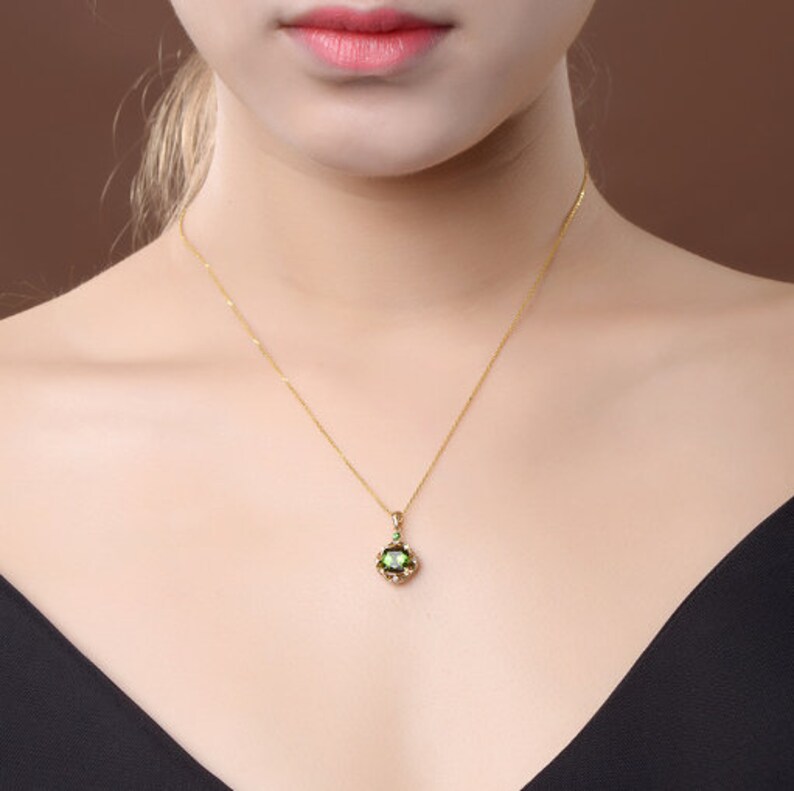 Lab Emerald Necklace925 Silver Necklacegemstone - Etsy