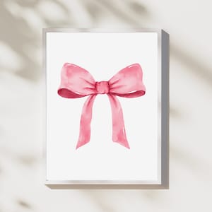 Pink Bow Watercolor Print, Preppy Room Decor (digital Download) - Etsy