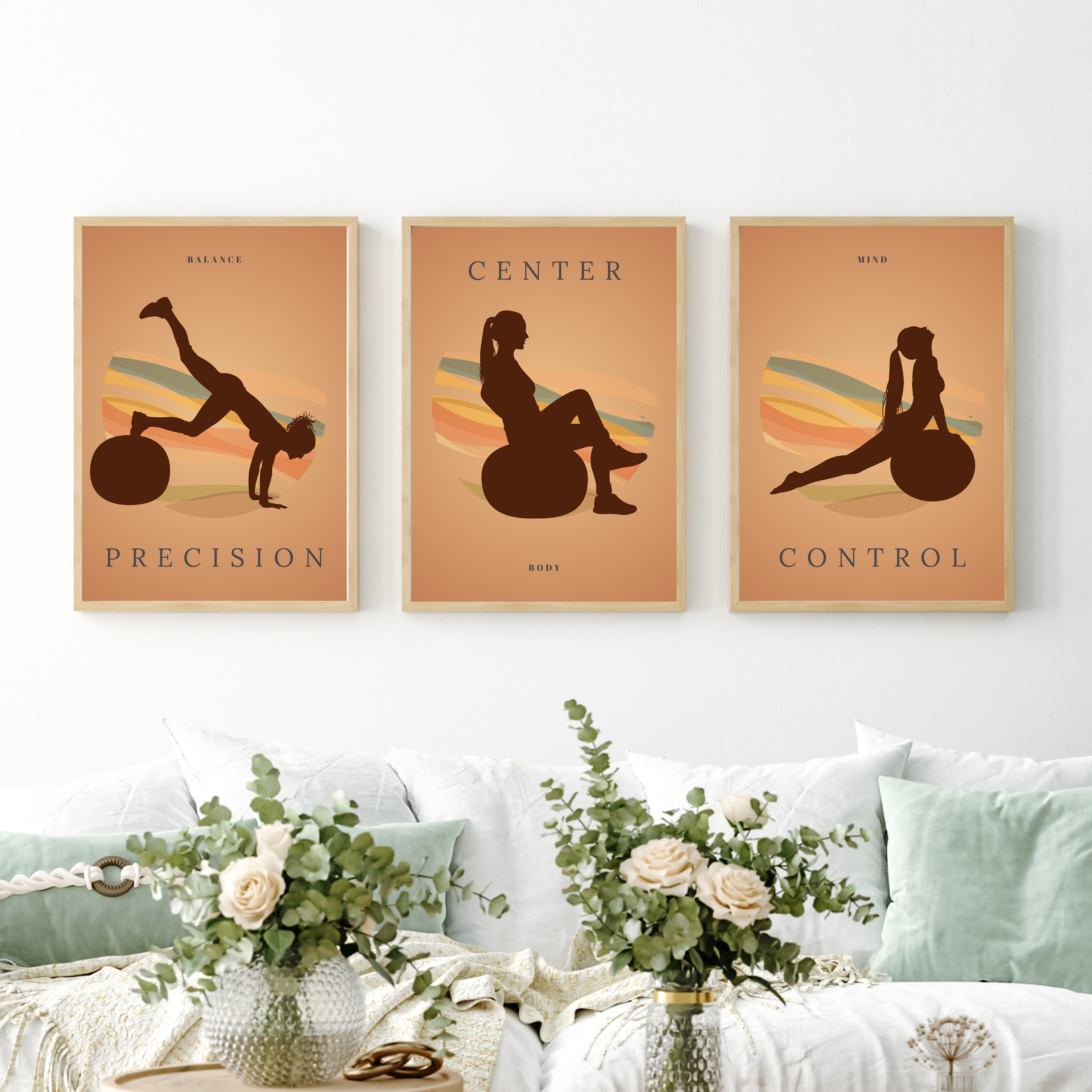 Set of 6 Pilates Poster, Pilates Wall Decor, Pilates Art Print, Pilates ...