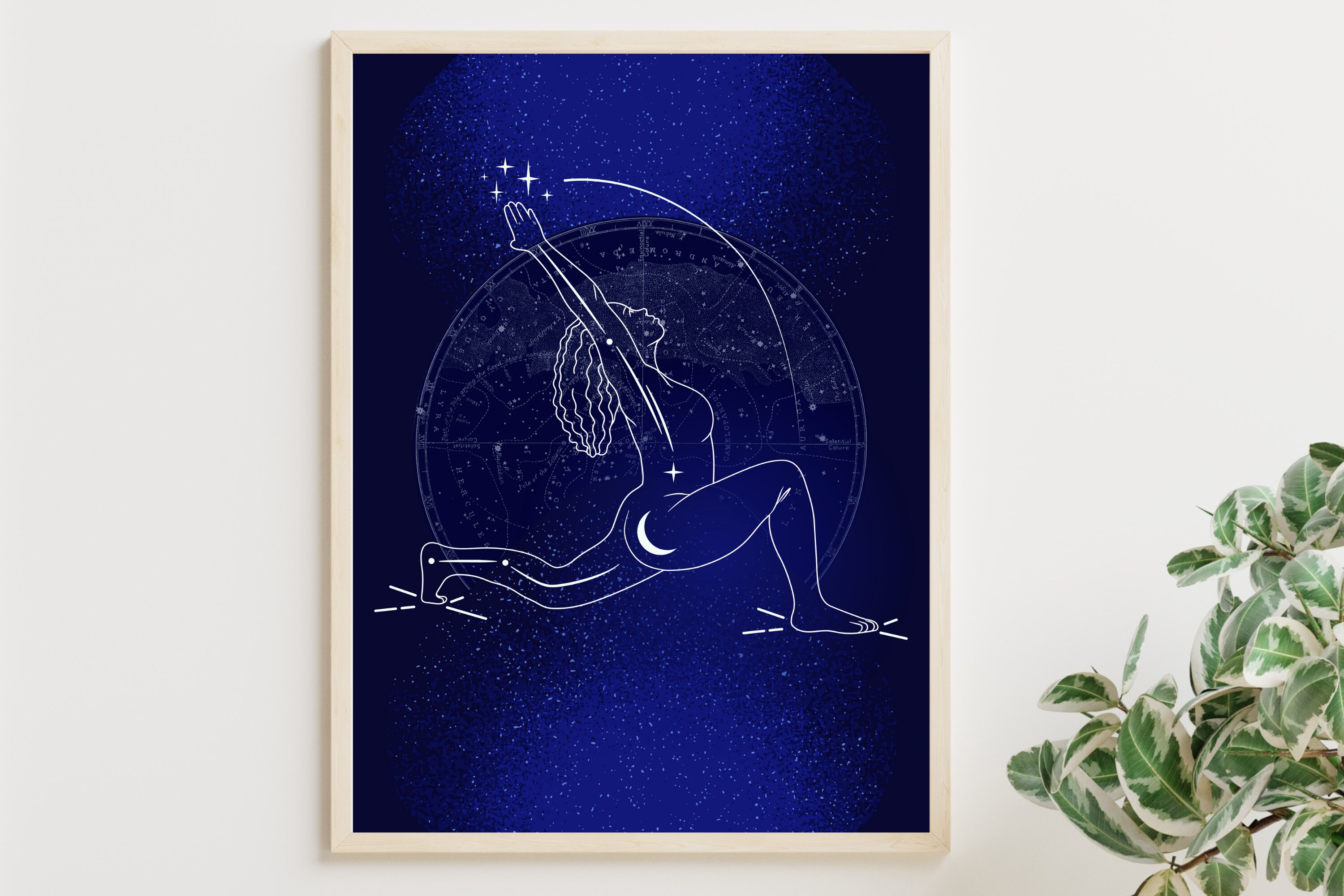 Moon Salutation Yoga Poses Print, Celestial Wall Art (digital Poster ...