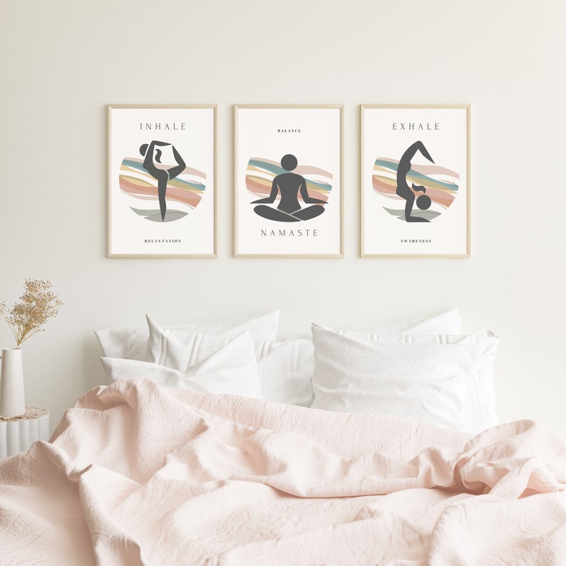 Yoga Wall Decor, Yoga Poster, Set of 3 Printable Poster, Yoga Pose ...