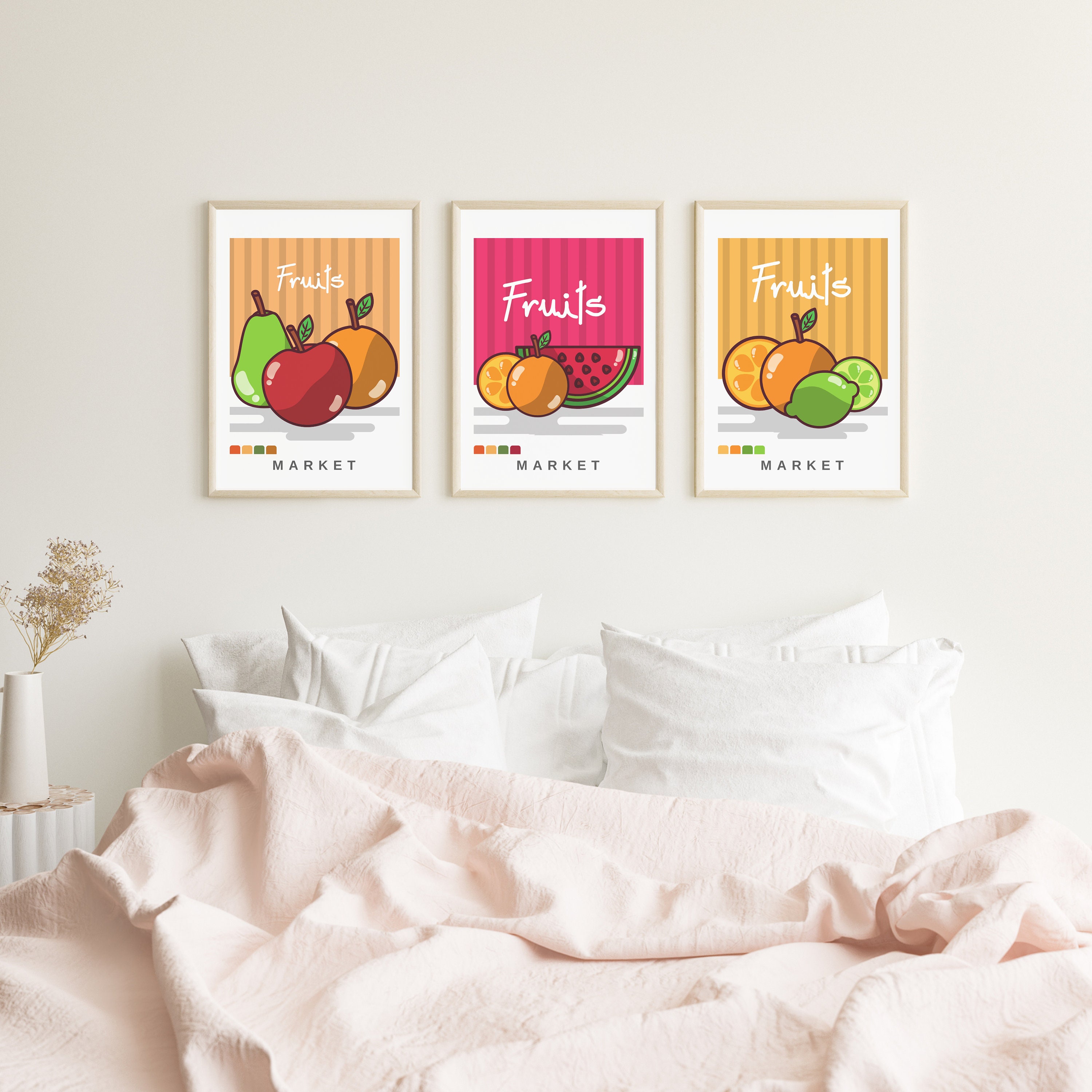 Set of 3 Fruit Market, Kitchen Gallery Wall Art, Kitchen Printable Wall ...