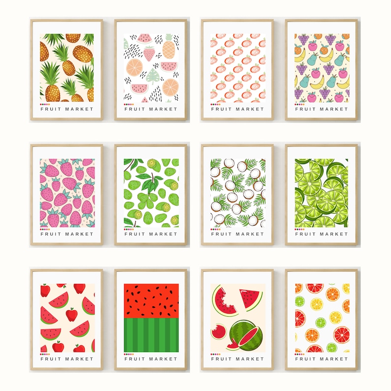 Fruit Market Poster Set: Kitchen Gallery Wall Art (digital Download) - Etsy