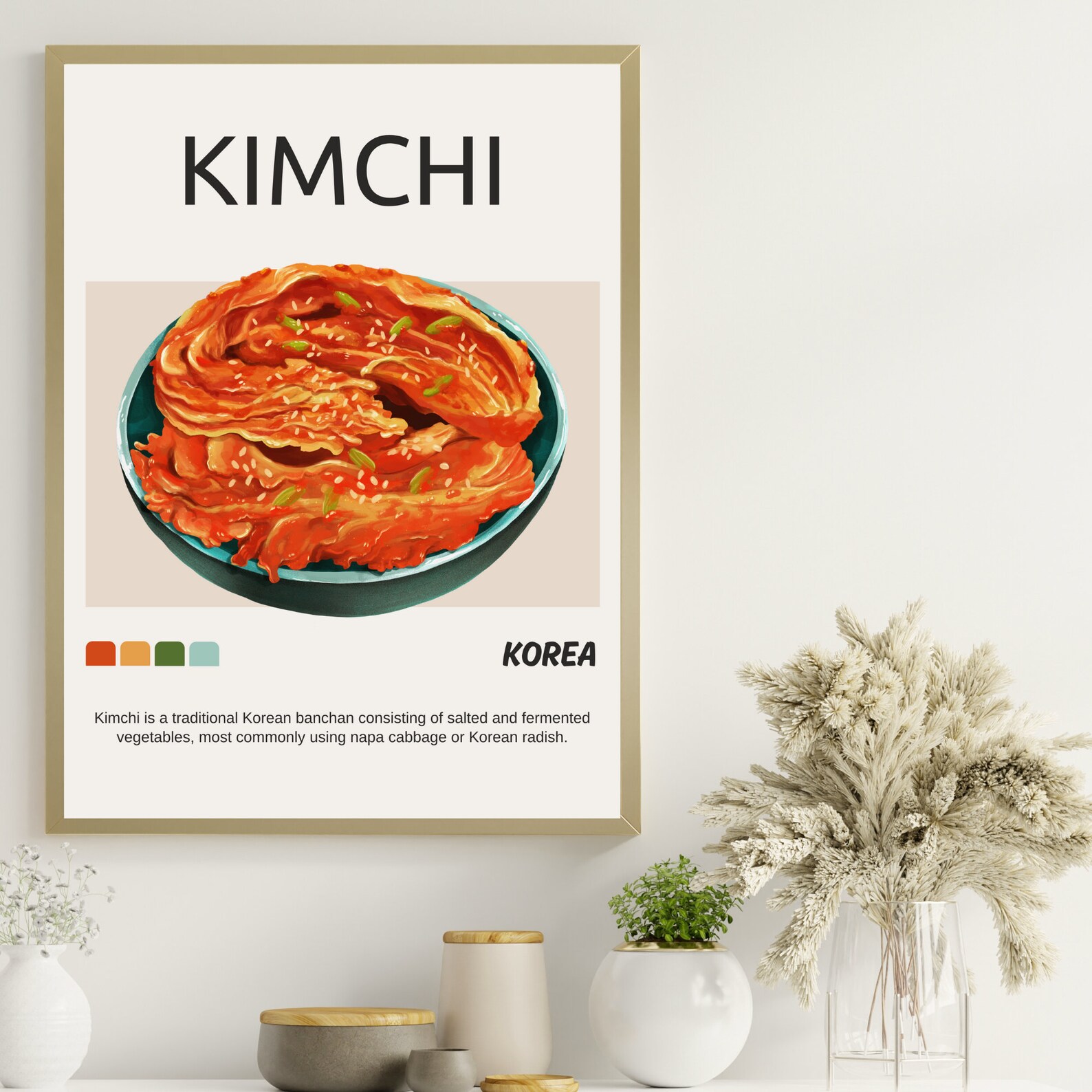 Kimchi Poster: Korean Food, Retro Kitchen Art (digital Download) - Etsy
