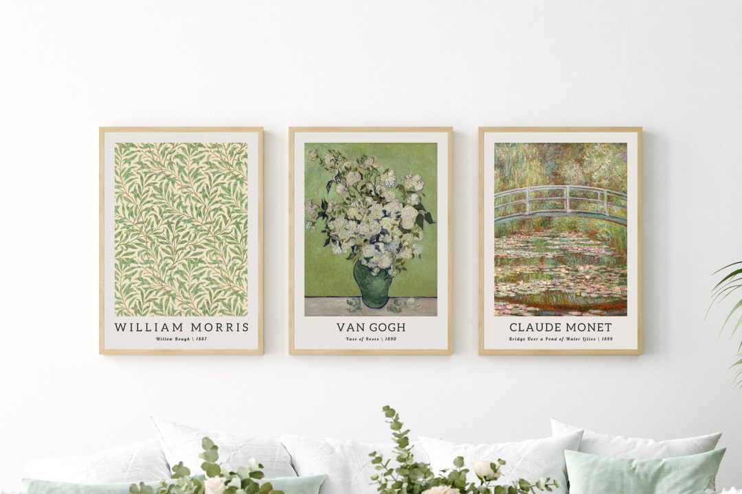 Van Gogh, Monet, Morris Prints: Green Gallery Wall Art Set (digital ...