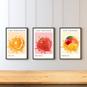 Kitchen Printable Wall Art, Fruit Poster Set of 3, Fruit Market Poster ...