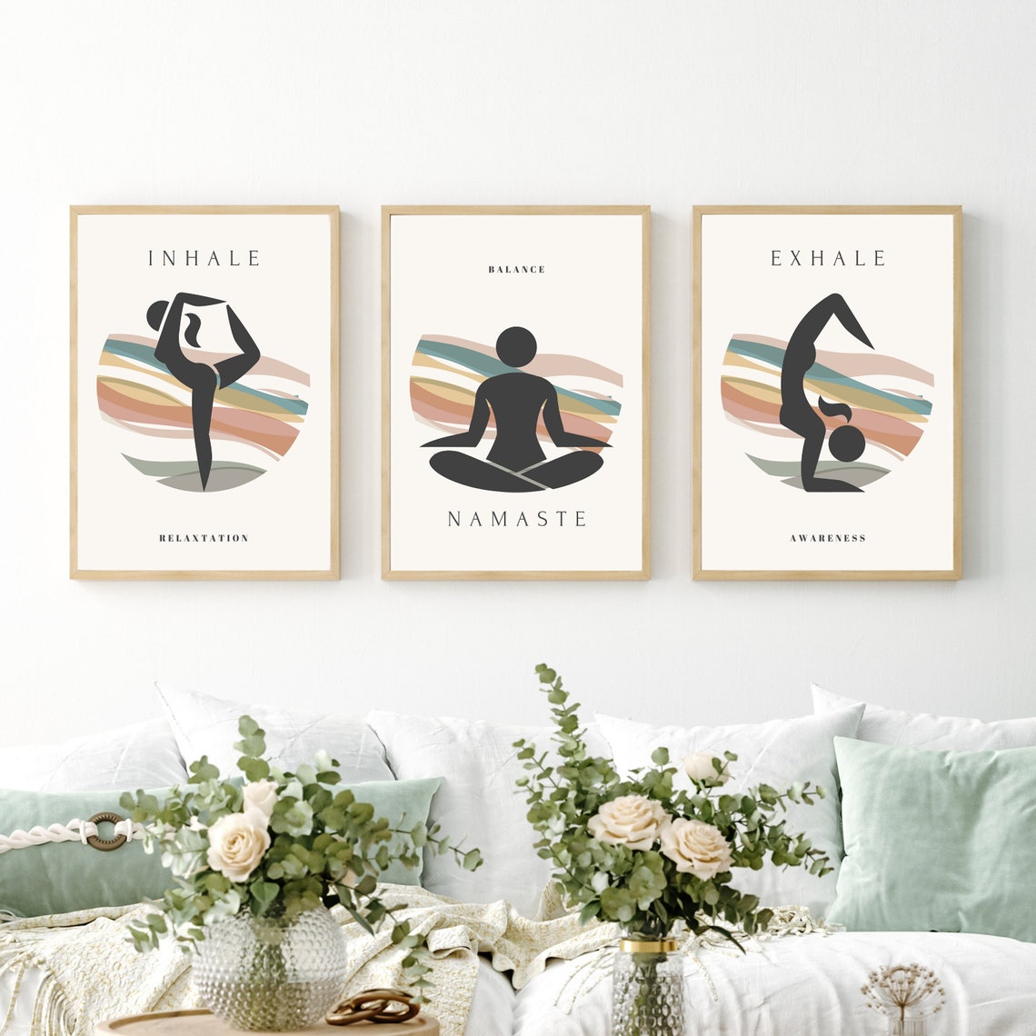 Yoga Wall Decor, Yoga Poster, Set of 3 Printable Poster, Yoga Pose ...