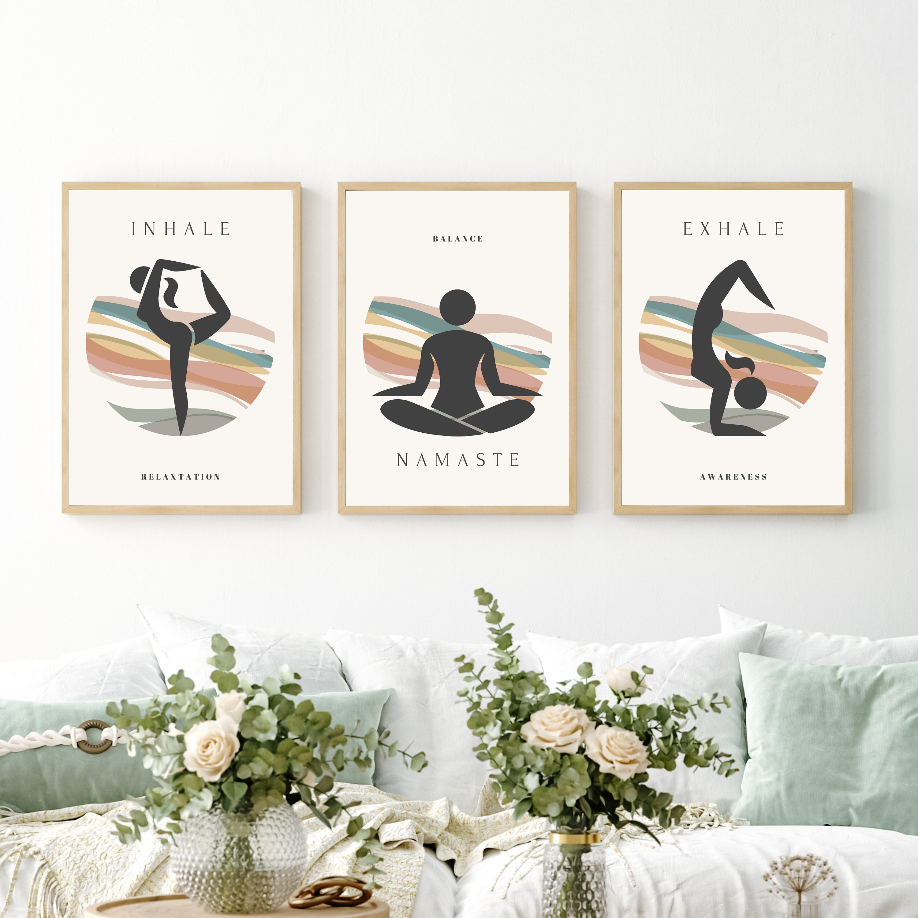 Yoga Wall Decor, Yoga Poster, Set of 3 Printable Poster, Yoga Pose ...