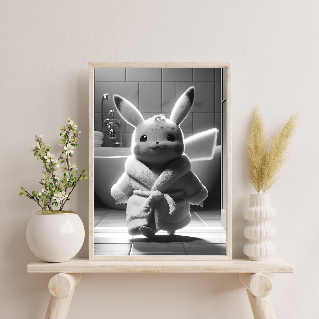 Pikachu Pokemon Digital Print | Printable Pokemon Wall Art | Black ...