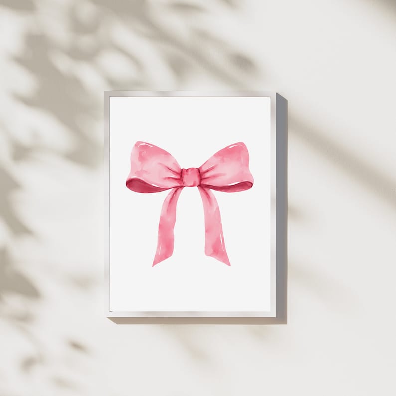 Pink Bow Watercolor Print, Preppy Room Decor (digital Download) - Etsy