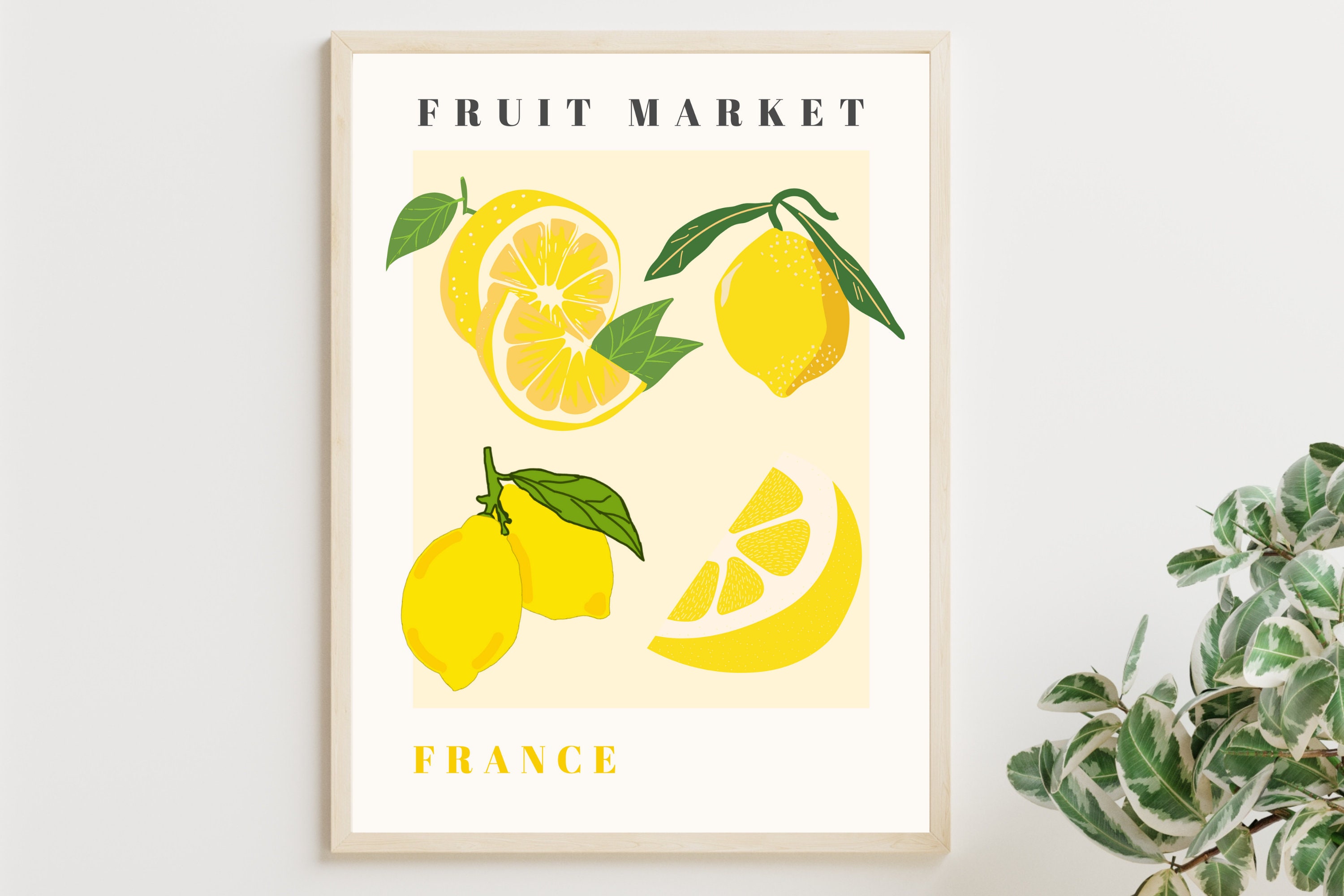 Kitchen Printable Wall Art,fruit Poster Set of 3, Fruit Market Poster ...