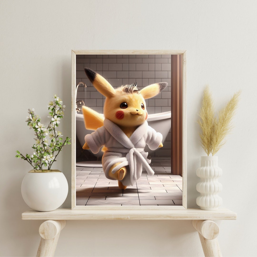 Pikachu Pokemon Digital Print | Printable Pokemon Wall Art | Black ...