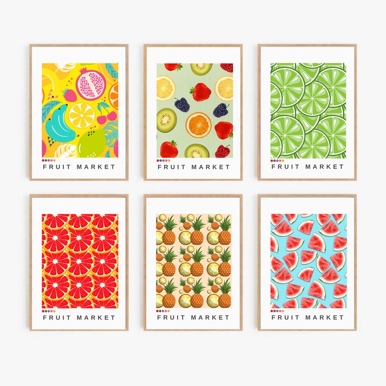 Fruit Market Poster Set: Kitchen Gallery Wall Art (digital Download) - Etsy