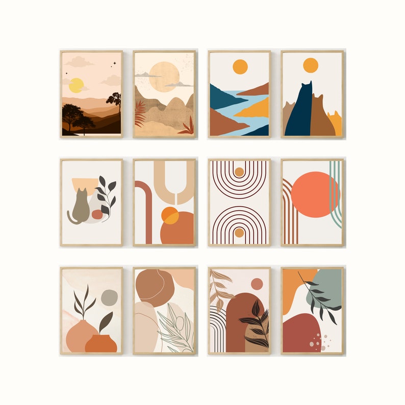 Boho Wall Collage Mega Bundle, Set of 24 Prints, Boho Wall Art Set ...