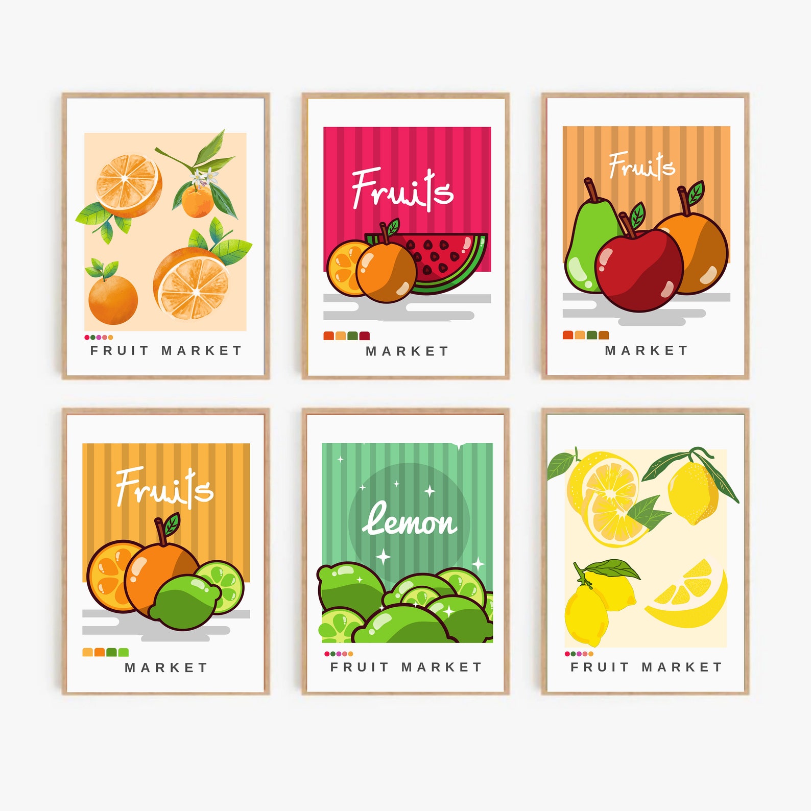 Fruit Market Poster Set: Kitchen Gallery Wall Art (digital Download) - Etsy