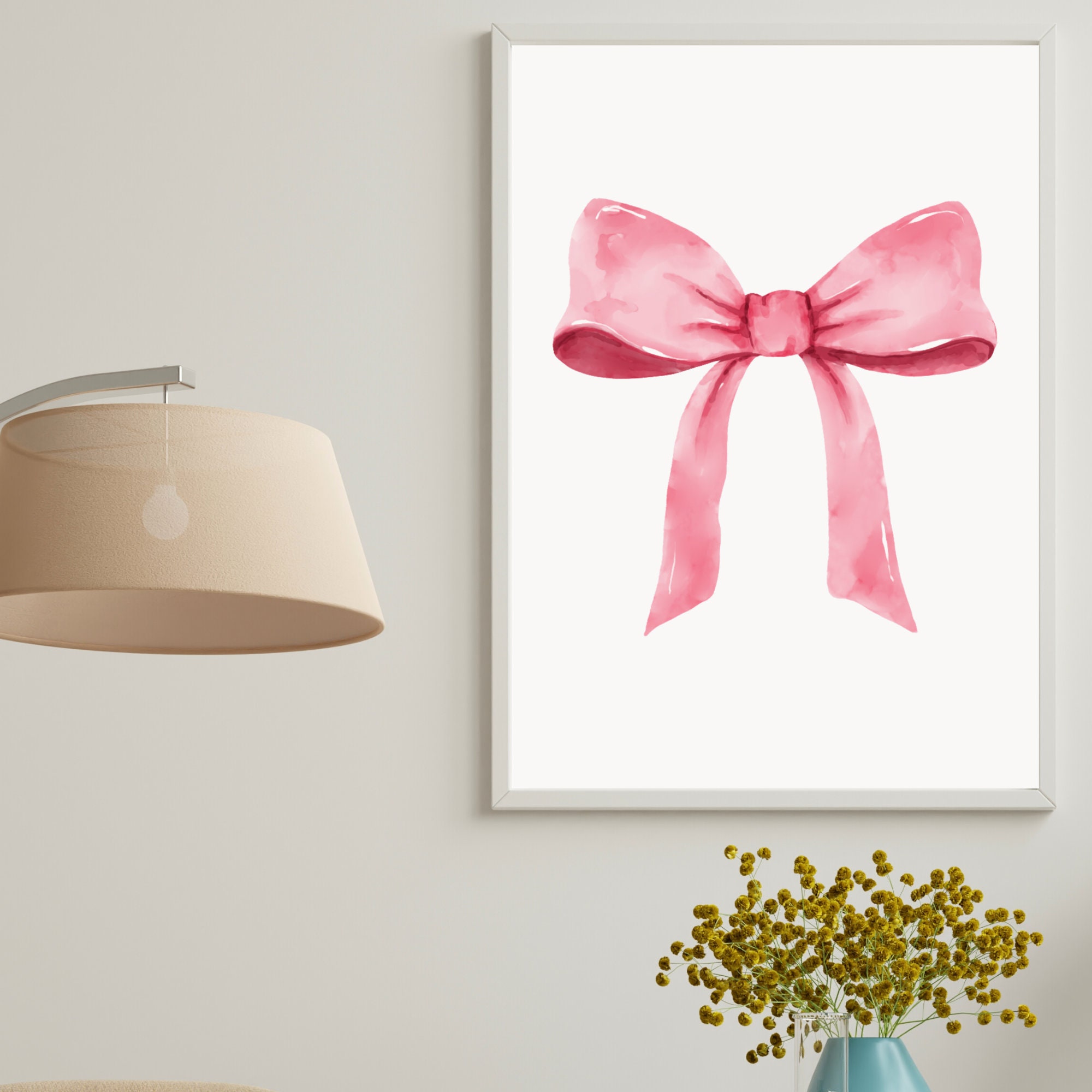 Pink Bow Watercolor Print, Preppy Room Decor (digital Download) - Etsy