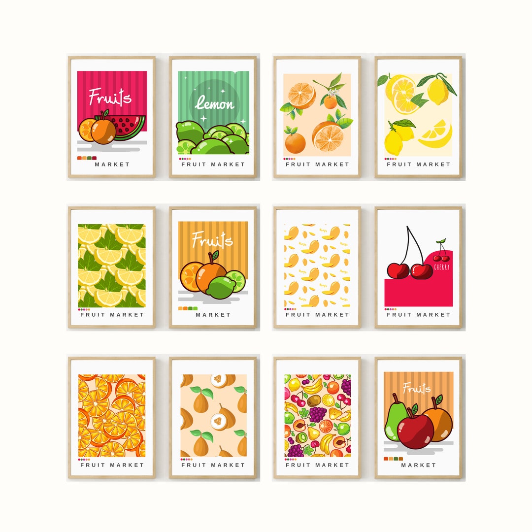 Fruit Market Poster Set: Kitchen Gallery Wall Art (digital Download) - Etsy
