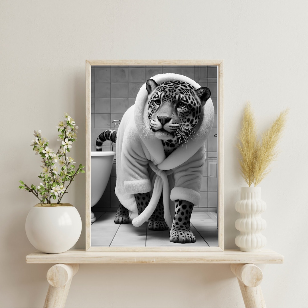 Panther Wall Decor | Panther Bathroom Print | Panther Wall Art | Animal ...