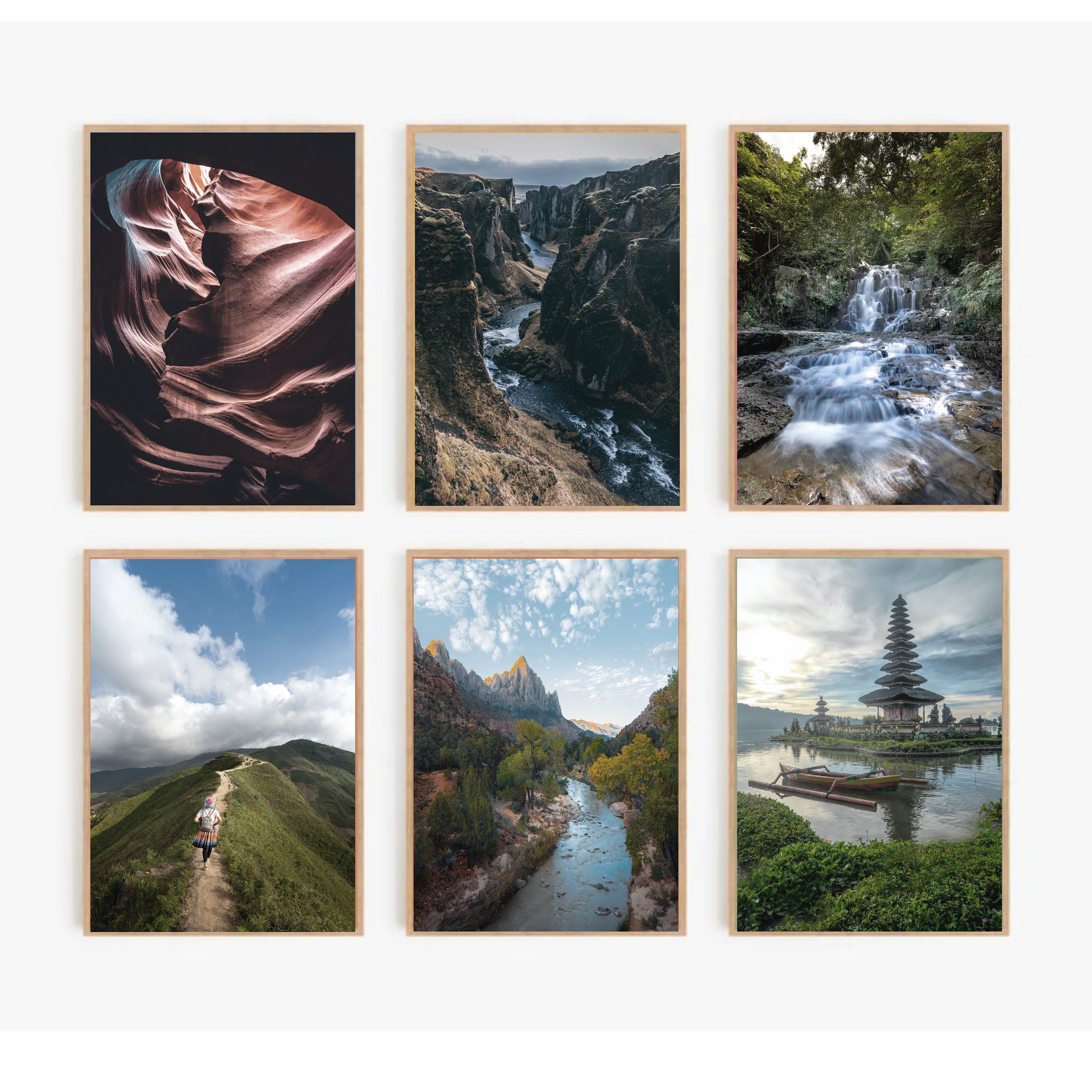 Nature Prints Wall Art Set of 12, Mountain Wall Art, River Poster ...