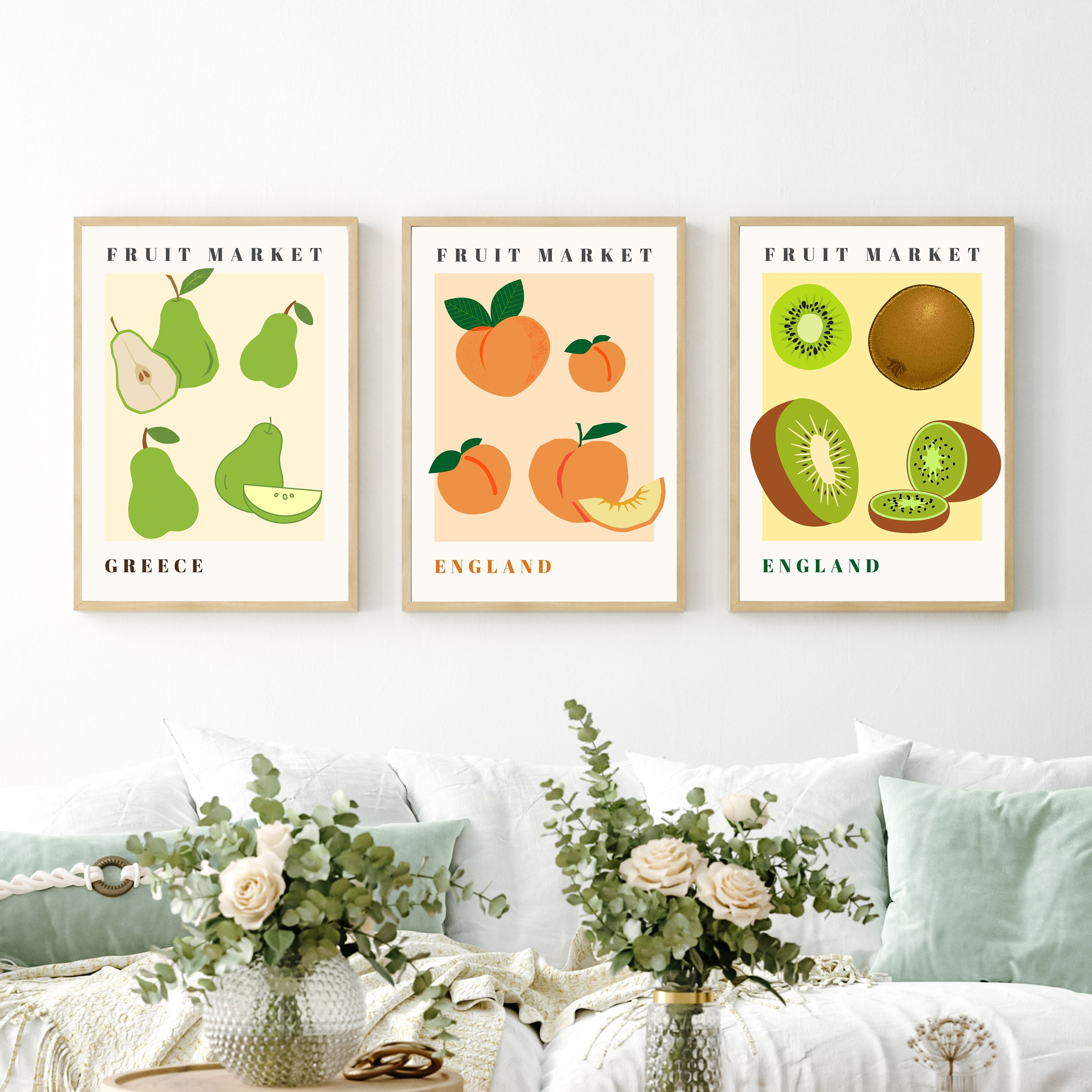 Kitchen Printable Wall Art,fruit Poster Set of 6, Fruit Market Poster ...