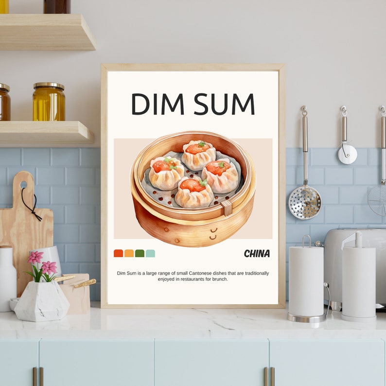 Dim Sum Poster, Chinese Retro Food Wall Art, Food Print, Modern Kitchen ...