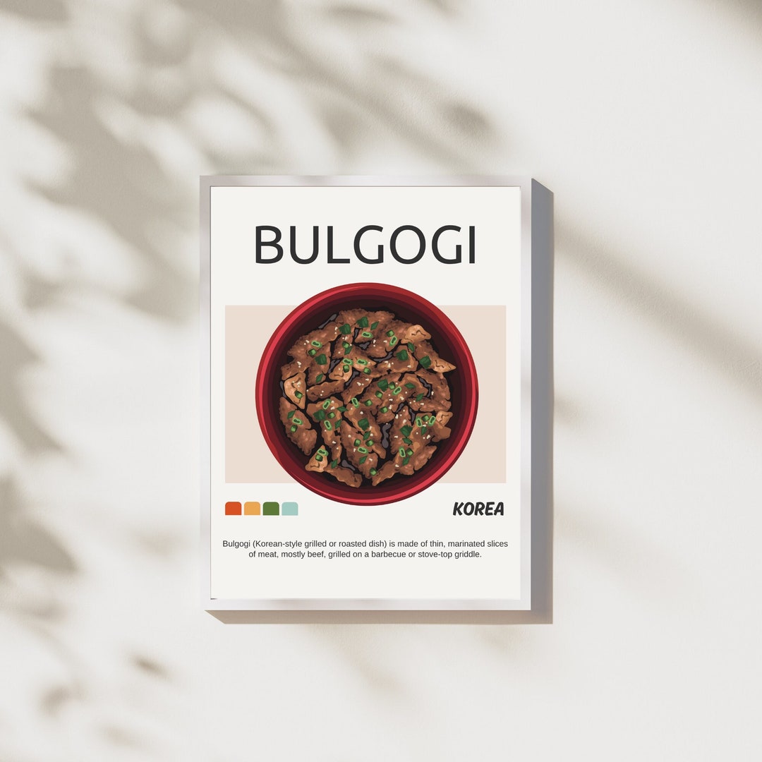 Bulgogi Poster, Korean Retro Food Wall Art, Food Print, Modern Kitchen ...