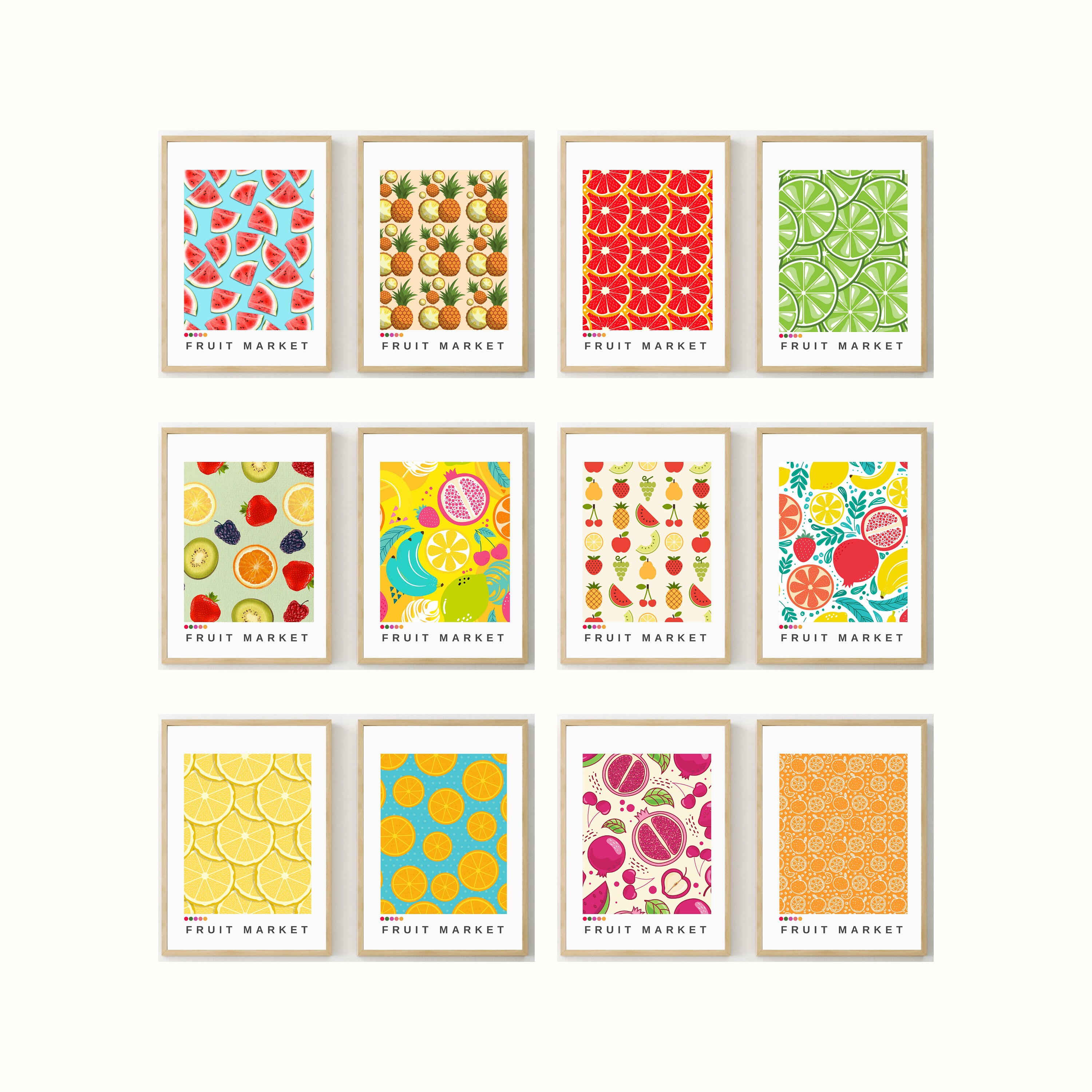 Fruit Market Poster Set: Kitchen Gallery Wall Art (digital Download) - Etsy