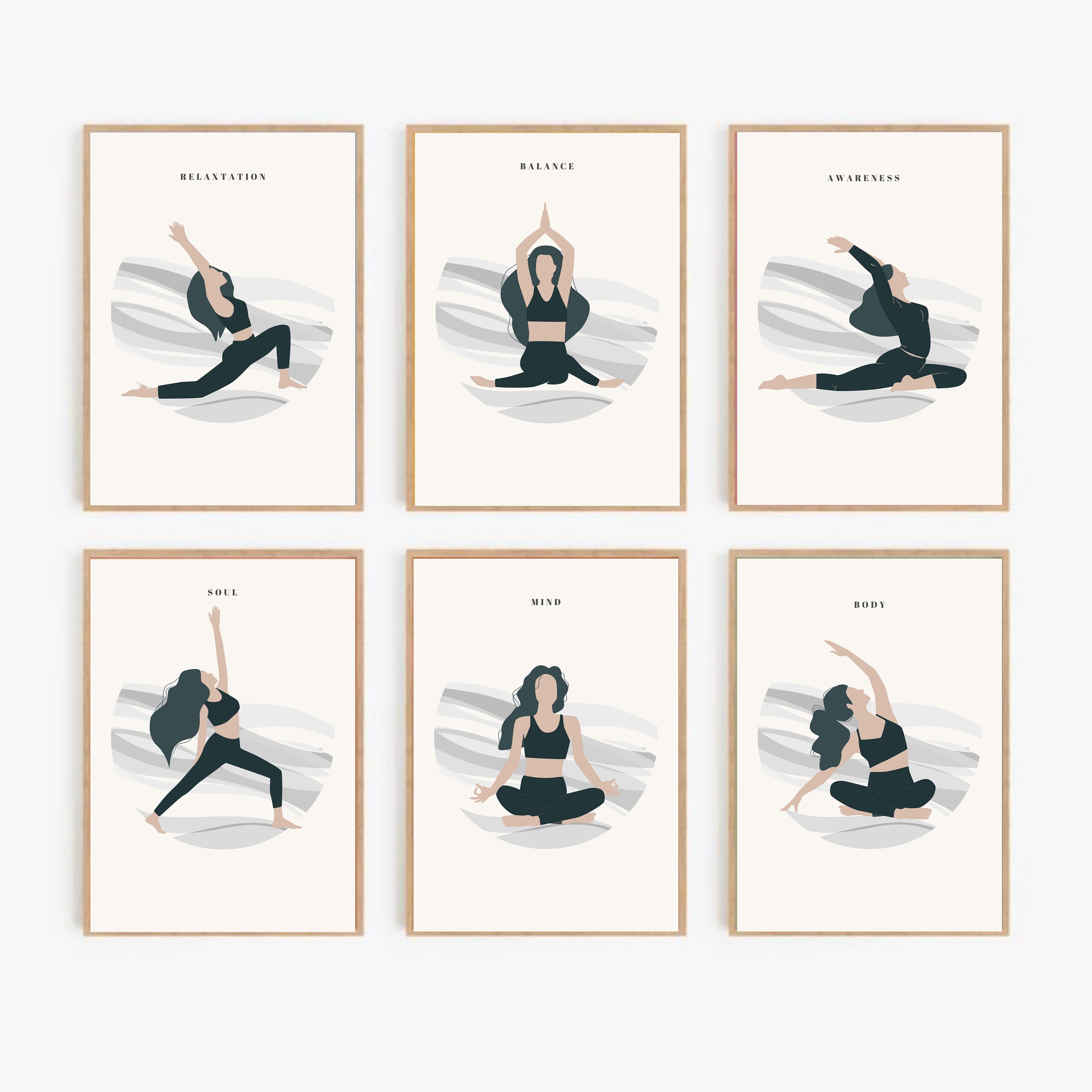 Yoga Wall Decor, Yoga Poster, Set of 6 Printable Poster, Yoga Pose ...