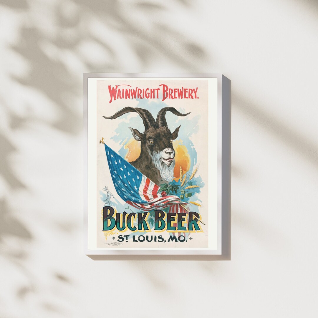 Vintage Buck Beer Poster: Wainwright Brewery, St Louis Art (digital ...