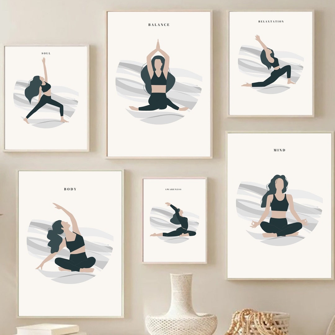 Yoga Wall Decor, Yoga Poster, Set of 6 Printable Poster, Yoga Pose ...