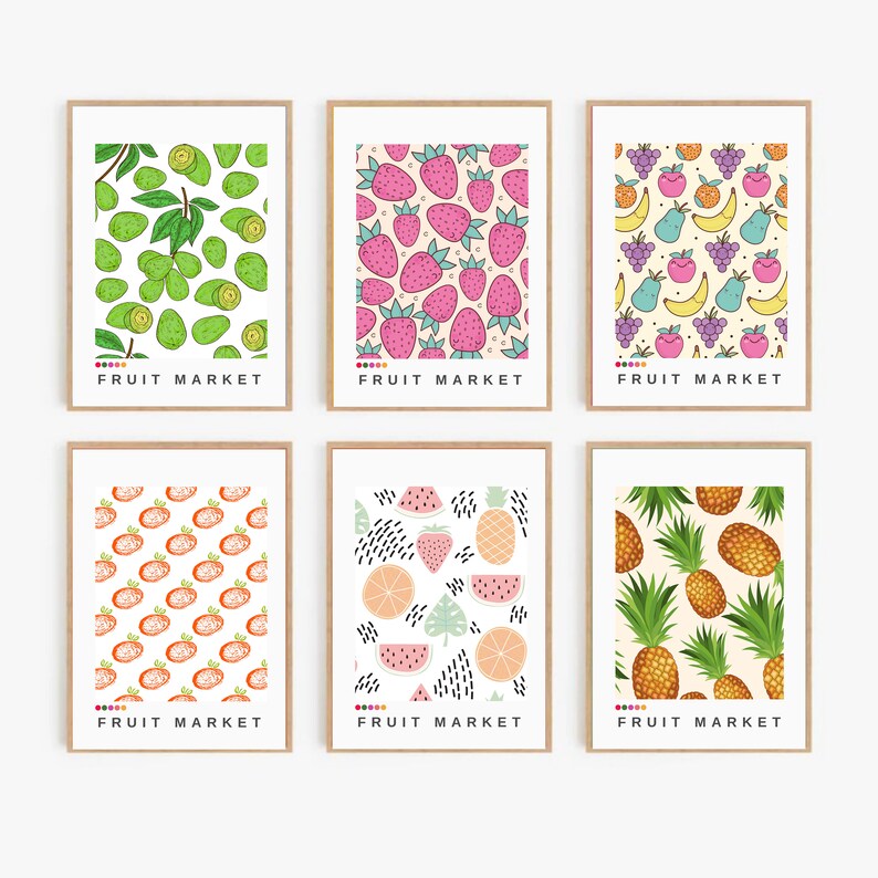 Fruit Market Poster Set: Kitchen Gallery Wall Art (digital Download) - Etsy