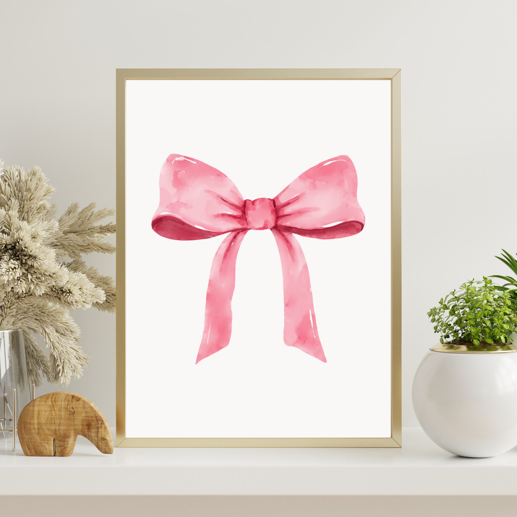 Pink Bow Watercolor Print, Preppy Room Decor (digital Download) - Etsy