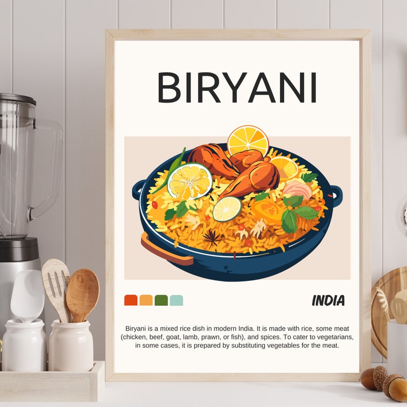 Biryani Poster: Indian Food Retro Kitchen Art (digital Download) - Etsy