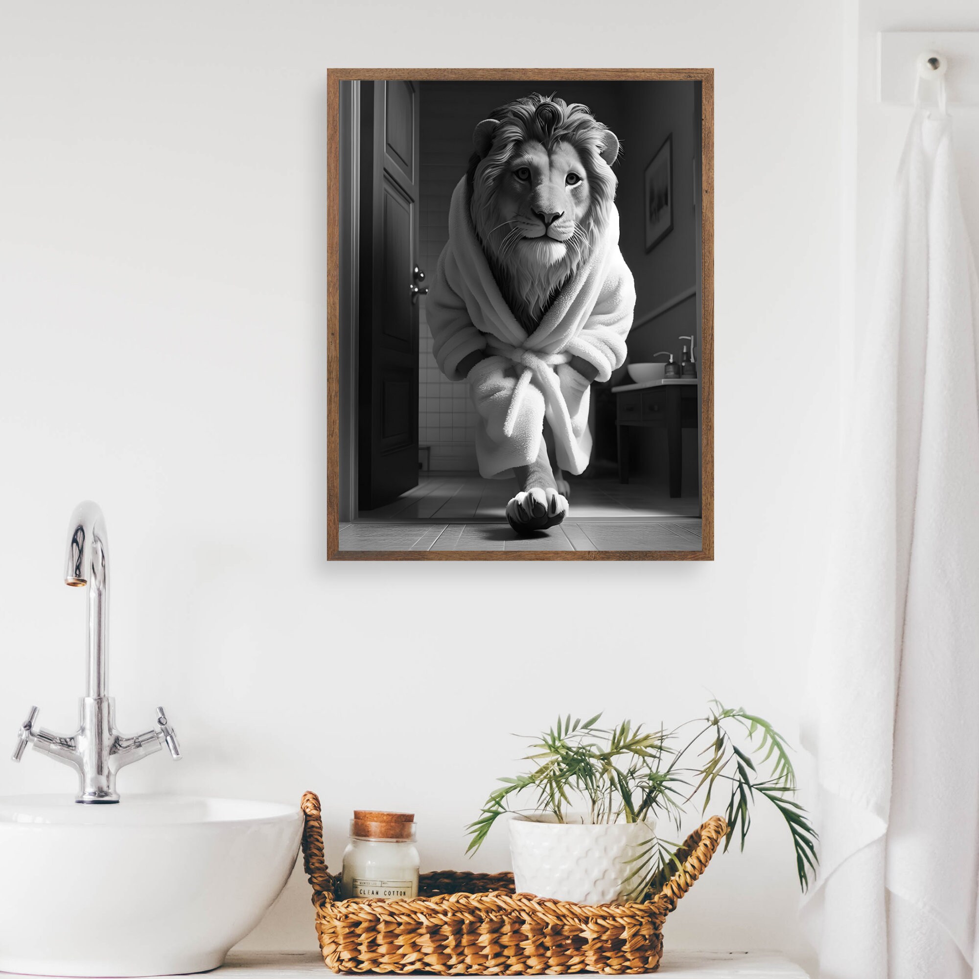 Lion Wall Art Lion Bathroom Wall Art Lion Bath Prints Funny Bathroom ...