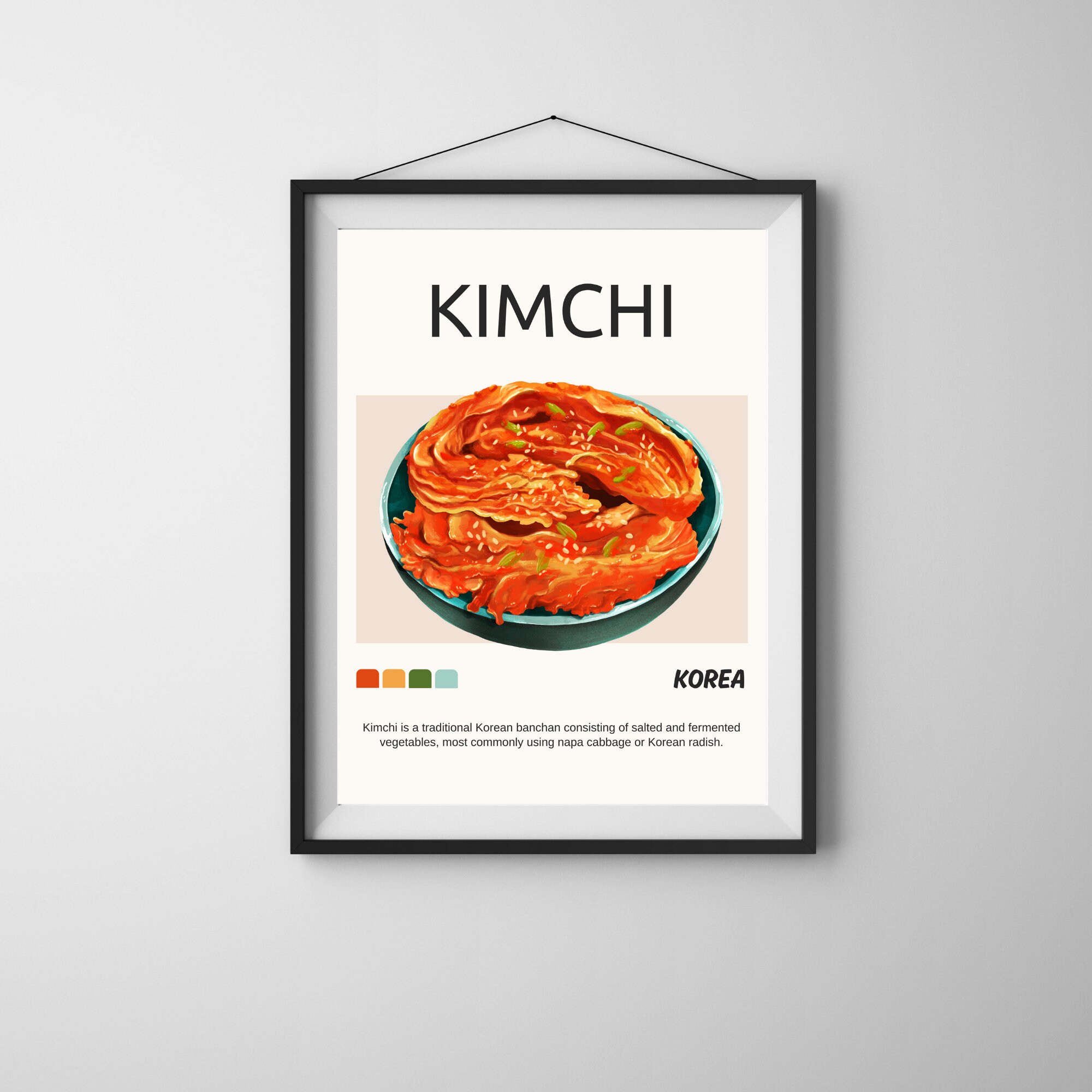 Kimchi Poster, Korean Retro Food Wall Art, Food Print, Modern Kitchen ...