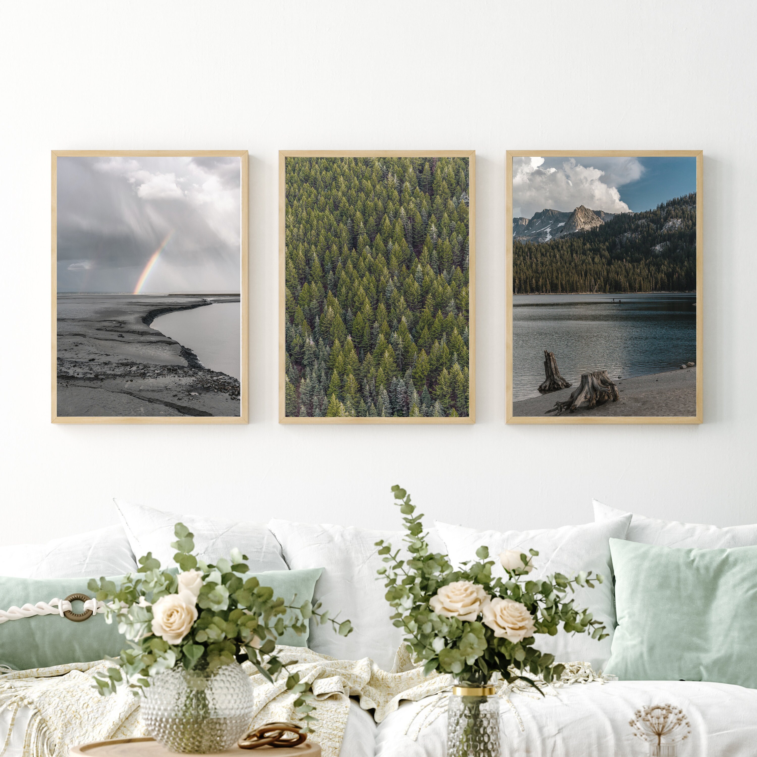 Nature Prints Wall Art Set of 12, Mountain Wall Art, River Poster ...