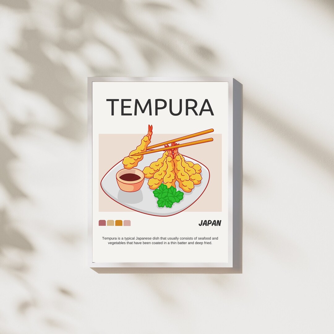 Tempura Poster, Food Print, Modern Kitchen Decor, Mid Century Modern ...