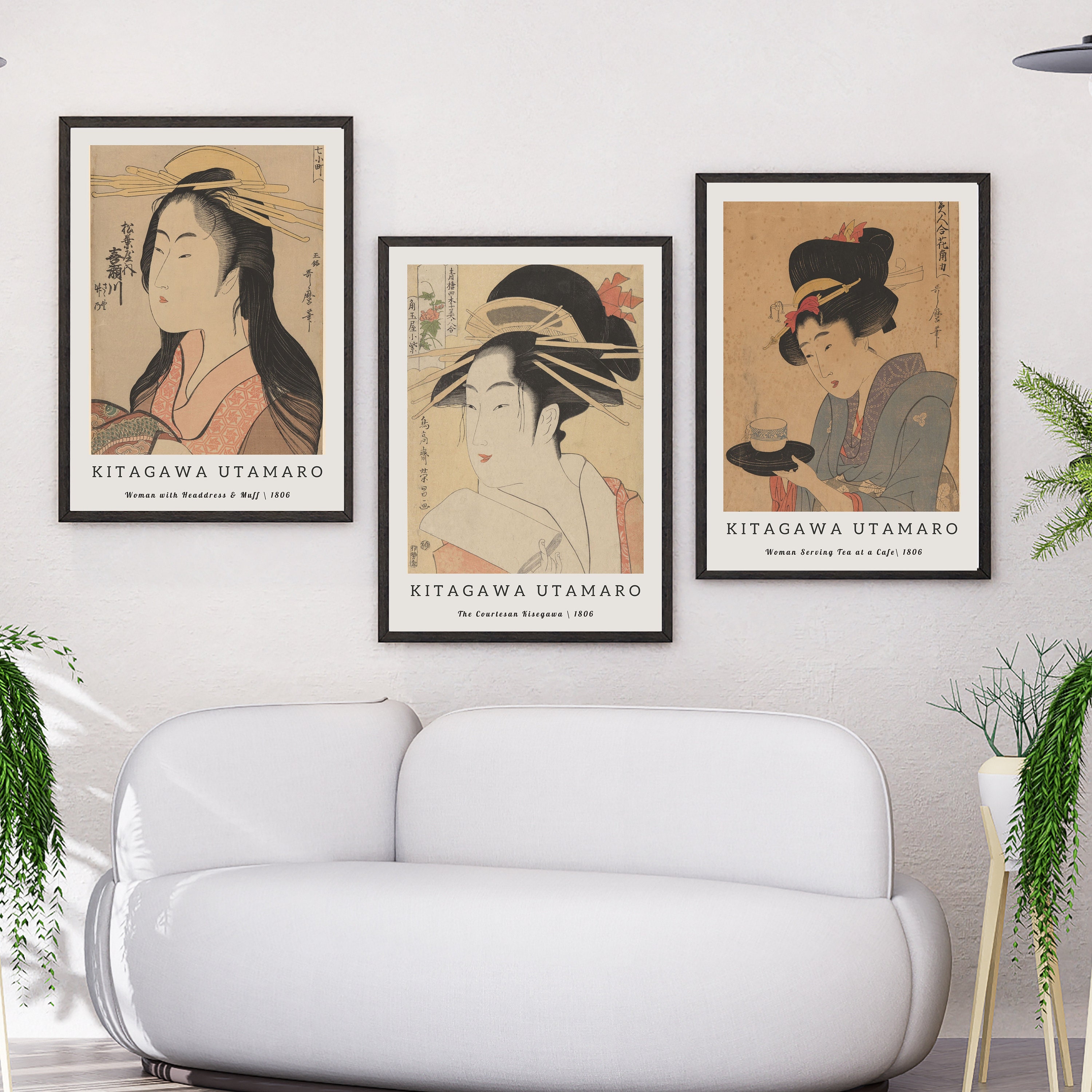 Kitagawa Utamaro Print Set of 12 Japanese Vintage Gallery Wall Art ...