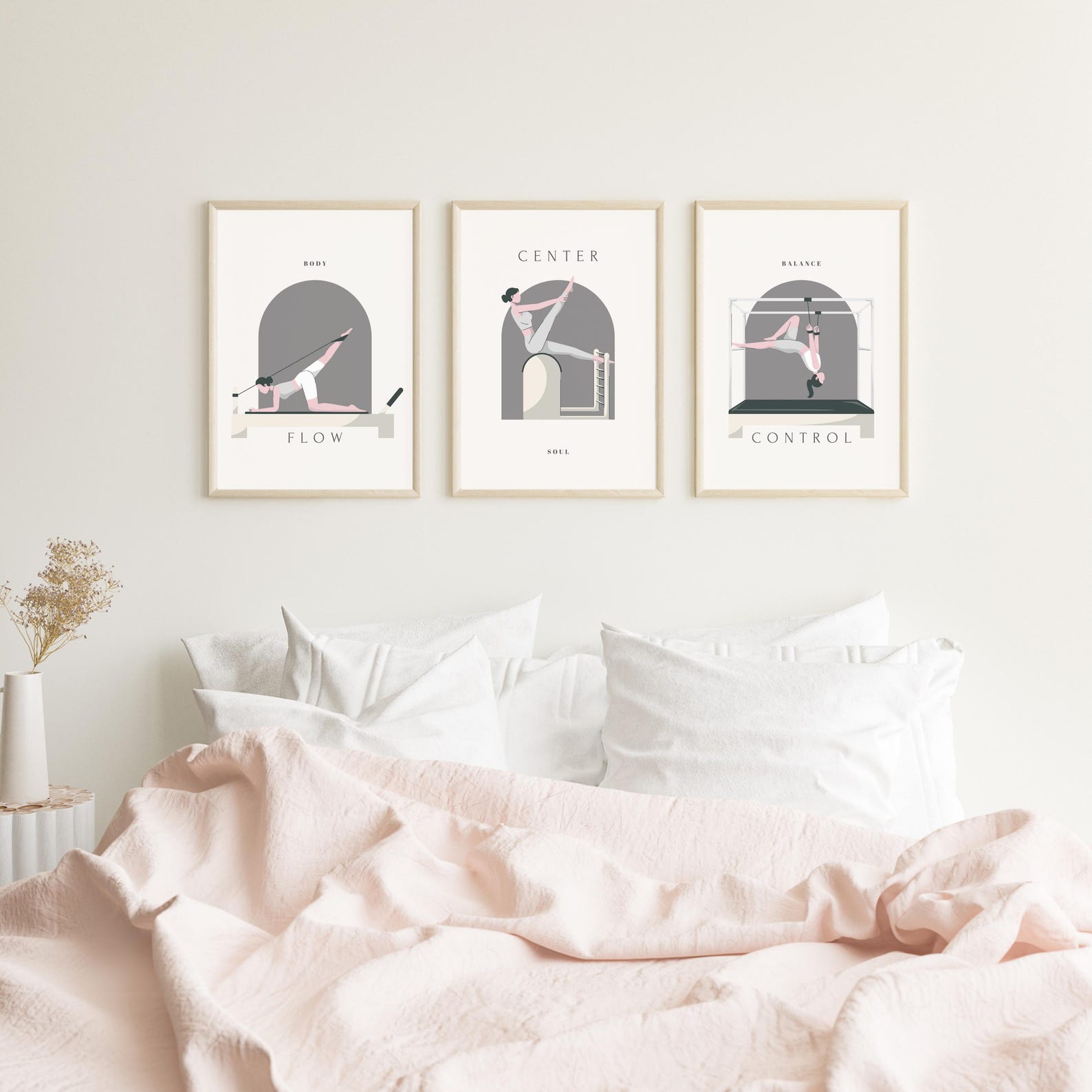 Pilates Studio Wall Art Prints: Yoga Poses, Reformer Machine (set of 6 ...