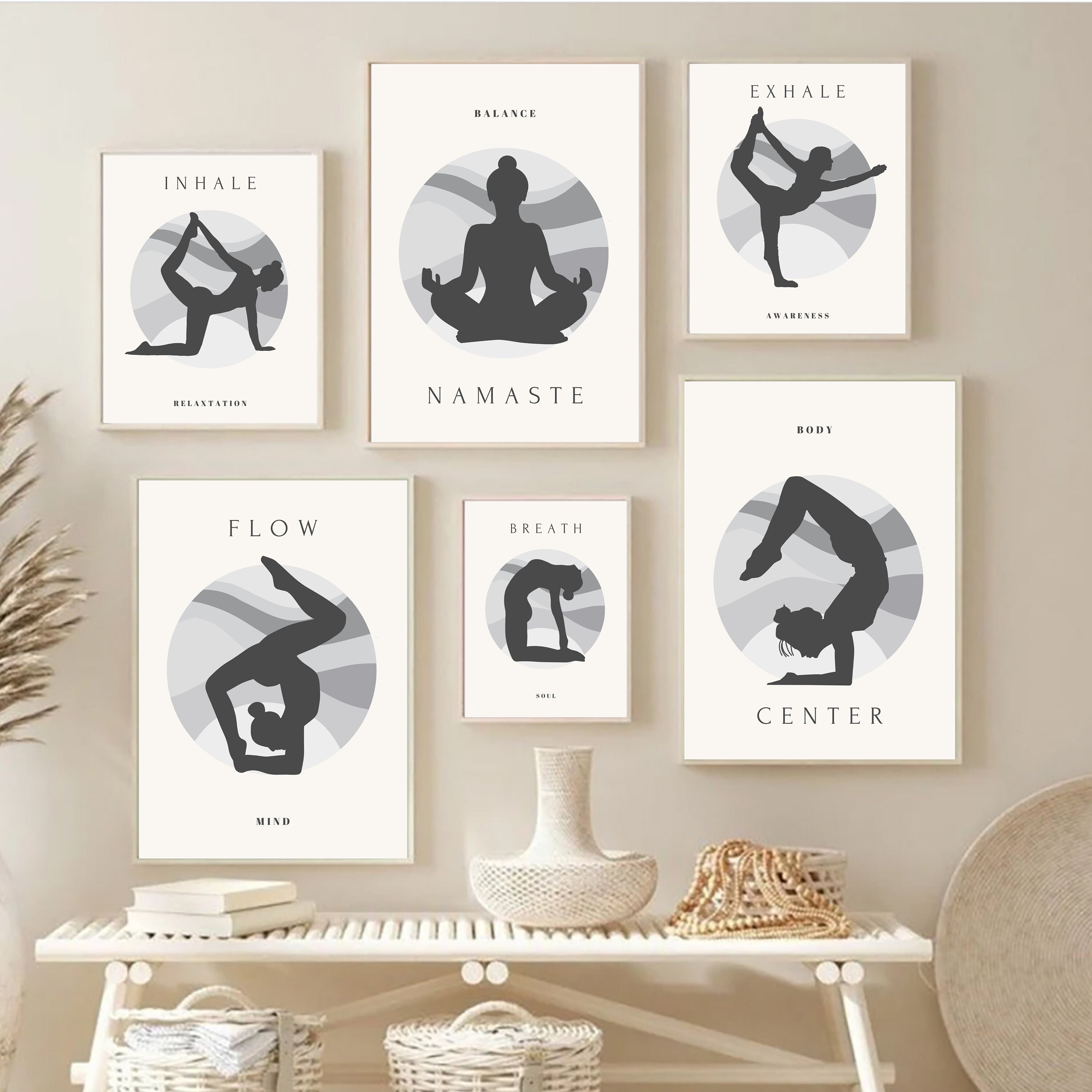 Yoga Wall Decor, Yoga Poster, Set of 6 Printable Poster, Yoga Pose ...