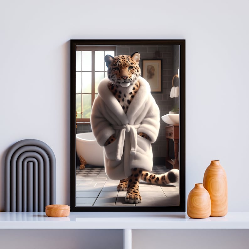 Panther Wall Decor | Panther Bathroom Print | Panther Wall Art | Animal ...