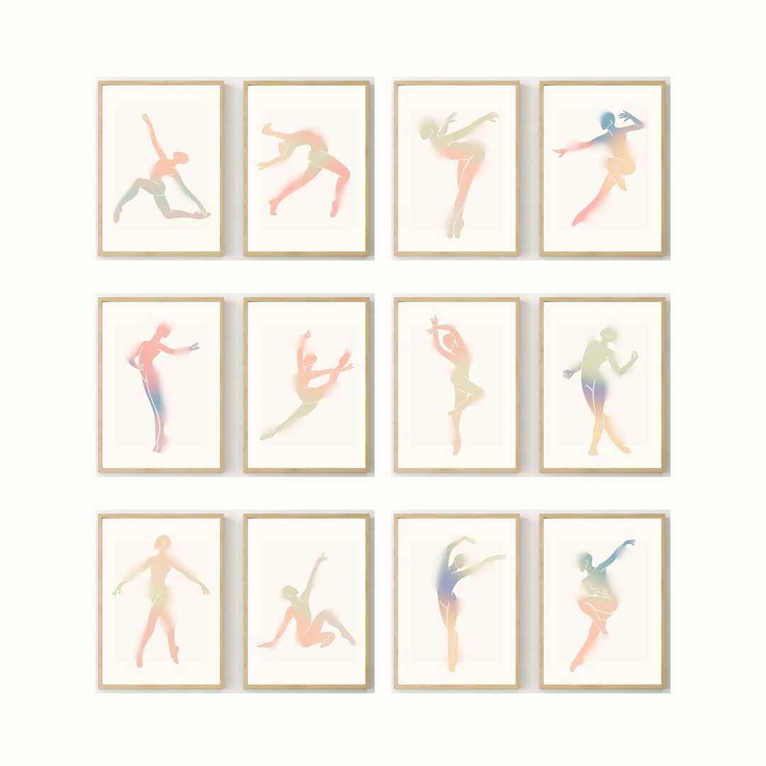 Floral Dancers Printable, Set of 12 Ballerina Printables, Dancer Wall ...