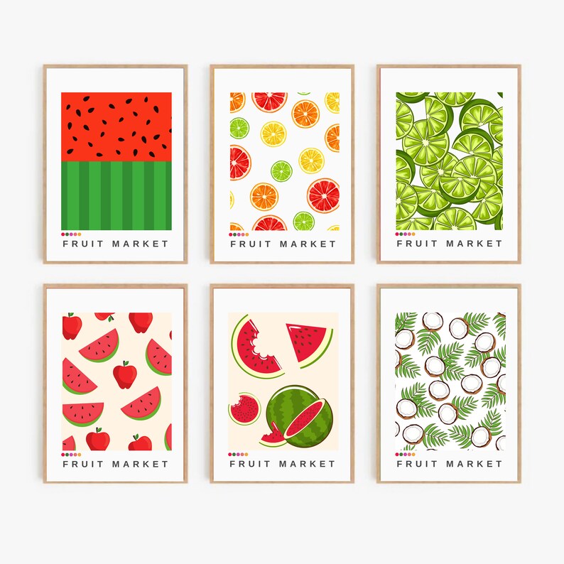 Fruit Market Poster Set: Kitchen Gallery Wall Art (digital Download) - Etsy